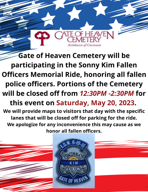 Final, Annual Sonny Kim Fallen Officers Memorial Ride 2023 - Gate of Heaven
