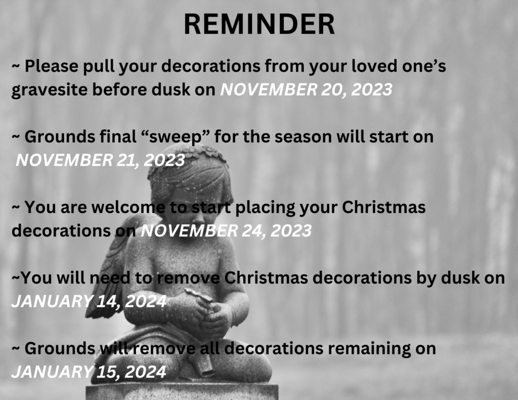 Reminder of Cemetery Clean-Up Schedule for November and January - Gate ...